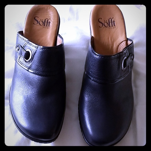 Sofft | Shoes | Sofft Blue Leather Clogs W Hook Eye Design Nwot | Poshmark